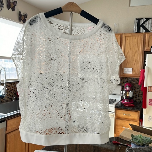 CAbi | Tops | White Cabi Lace Top | Poshmark